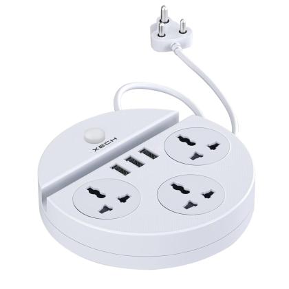 XECH Extension Board with USB 2500W 3 Universal Sockets + 3 USB Ports ...