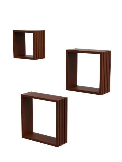 Home Sparkle Brown Louvers Design MDF Cube Wall Mounted Floating ...