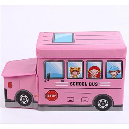 Inditradition Kids School Bus Shape Storage Box with Lid Cum Sitting ...