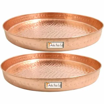 Prisha India Craft Pure Copper Hammered Dinner Set Thali Plate ...