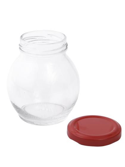 STOREHAUS Matka Glass Jar-255ml - Kitchen Storage Set of 6 (Red Tin ...