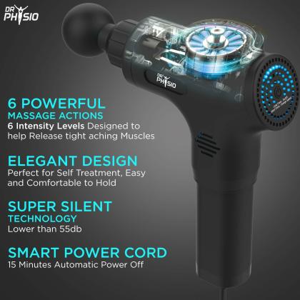Dr Physio Supervolt Gun Massager, Black - JioMart