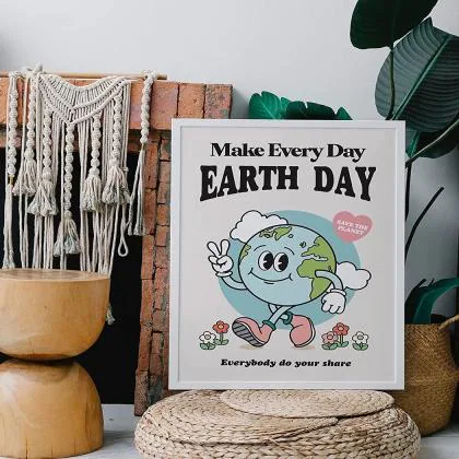 Giftgarden Retro Earth Day Poster, Earth Wall Art, Retro Environmental ...