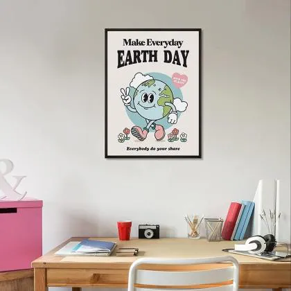 Giftgarden Retro Earth Day Poster, Earth Wall Art, Retro Environmental ...