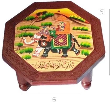 Honiluk Brown Wooden Stool Table Chowki Furniture Daily Use Solid Wood ...