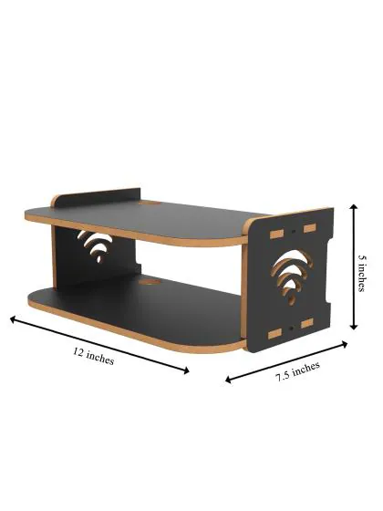 Home Sparkle Black MDF Wall Mount Set Top Box Wifi Router Holder Shelf ...