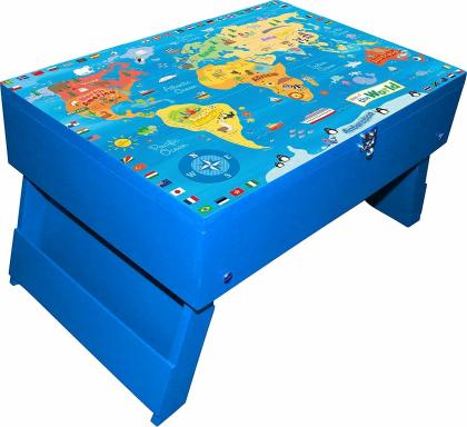 EW Wooden Storage Table for Kids & MultiPurpose Color-Blue, Theme-Map ...