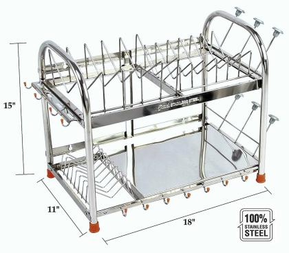 AMOL Steel Stainless Steel Kitchen Rack 2 Tier - JioMart