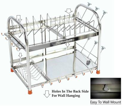 AMOL Steel Stainless Steel Kitchen Rack 2 Tier - JioMart