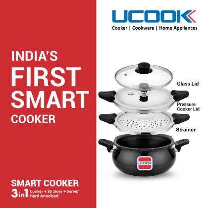 UCOOK Smart 3 in 1 Black Hard Anodised Aluminium Induction Pressure ...