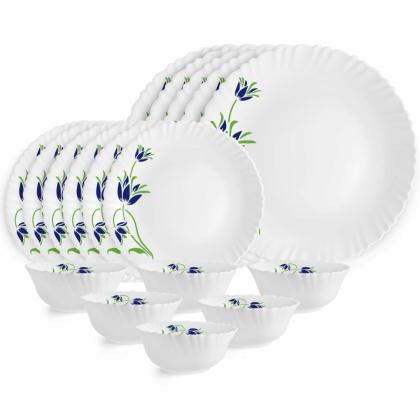 Cello Opalware Dazzle Sapphire 18 Pcs Dinner Set, White - JioMart