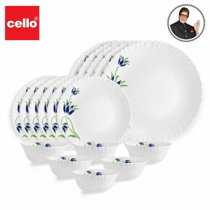 Cello Opalware Dazzle Sapphire 18 Pcs Dinner Set, White - JioMart