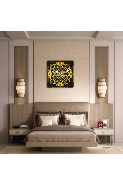 Signamio Black and Yellow DN 11 MDF with Acrylic 3D Design Shri Yantra ...