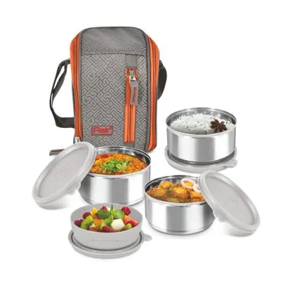 Flair Lunch Mate - 4 Orange Stainless Steel Lunch Box With Insulated ...