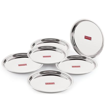 HAZEL Stainless Steel Plates Set | Premium Mirror Finish Thali Set ...