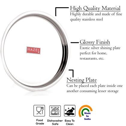 HAZEL Stainless Steel Plates Set | Premium Mirror Finish Thali Set ...