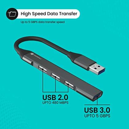 Portronics MPORT 31 4 Ports USB Hub (USB A to 4 USB-A Ports 4 in 1 ...