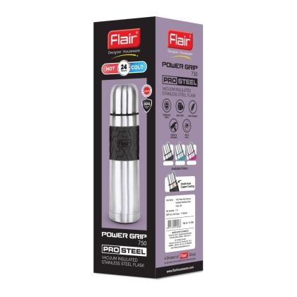 Flair Power Grip Vacuum Insulated Steel Flask with Flip Lid 750 ML Blue ...