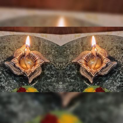 Swastik Vilakku Brass Diya Indian Diwali Oil Lamp Pooja Light Puja ...