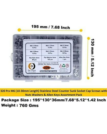 Epi-Torque Counter Sunk Flat Head Allen Key Bolt M6 Assortment with ...