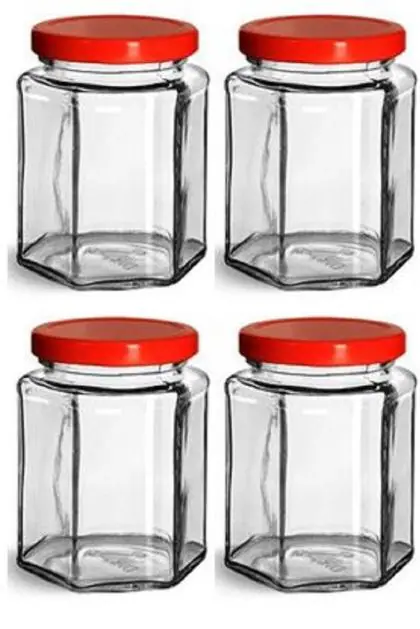 Mkd2 Rise Transparent Glass Jar And Container 250 ml With Airtight Red ...