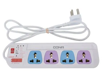 CONA 2636 COLOUR 6A 4x1 Power Strip with 1.5 meter cable and Power ...