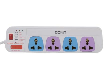 CONA 2636 COLOUR 6A 4x1 Power Strip with 1.5 meter cable and Power ...