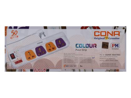 CONA 2636 COLOUR 6A 4x1 Power Strip with 1.5 meter cable and Power ...