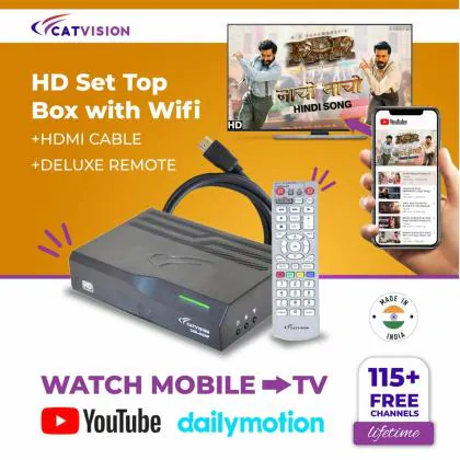 Catvision DD FreeDish DTH MPEG4 HD & WiFi Set Top Box for 115+ Free TV Channels with | HDMI ...