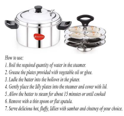 Klassi Kichen Stainless Steel 3 Plate Idli Cooker 12 idlies Induction ...