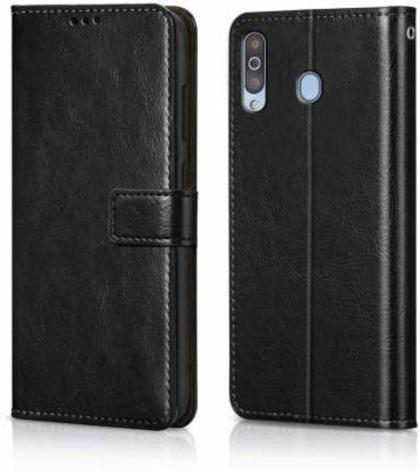 Clickaway Black Faux Leather Back Case Cover For Samsung Galaxy M30 ...