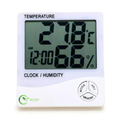 RCSP Digital Room Thermometer With Humidity Indicator And Clock Indoor ...