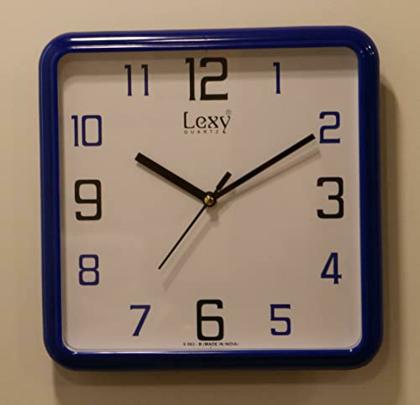 Sonam LEXY Blue Square Plastic Analog Wall Clock for Home/Office, 9.44 ...