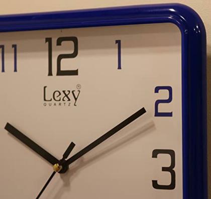 Sonam LEXY Blue Square Plastic Analog Wall Clock for Home/Office, 9.44 ...