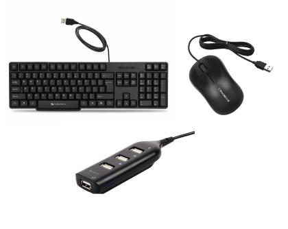 Zebronics K20 Wired Keyboard + Comfort Optical Mouse+ 90HB USB HUB ...