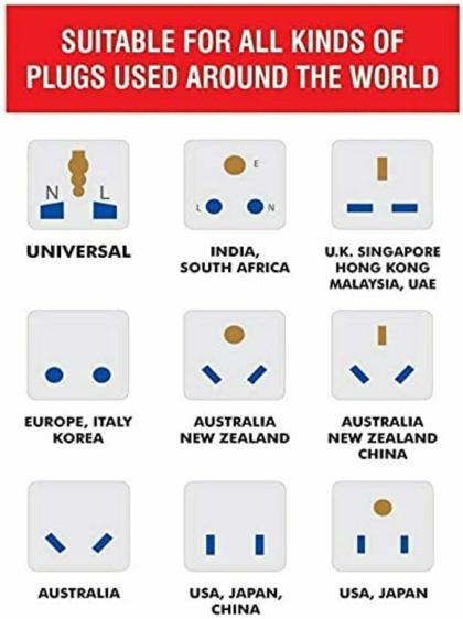 MEXONIC 3 Way Socket Plug Adapter Universal Input Plug with Individual ...