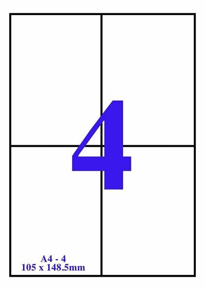 A4 Size Self Adhesive Label Sticker for Inject Laser Printers, 4 ...