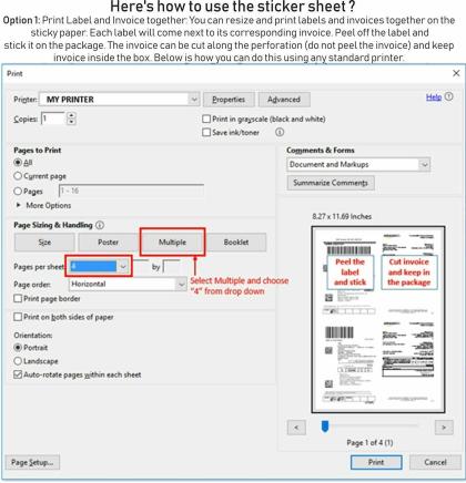 A4 Size Self Adhesive Label Sticker for Inject Laser Printers, 4 ...