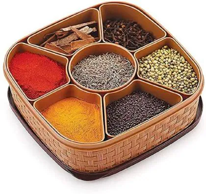 Shopfleet 7 Sections Square Masala Box, Spice Box, Achar Box ...