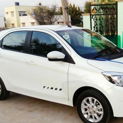 Carmetics White Plastic 3D Emblem Logo Car With Petrol Sticker For Tata ...