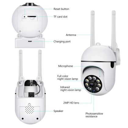 Zysk 1080P HD WiFi Mini PT CCTV Camera IR Night Vision Indoor & Outdoor ...