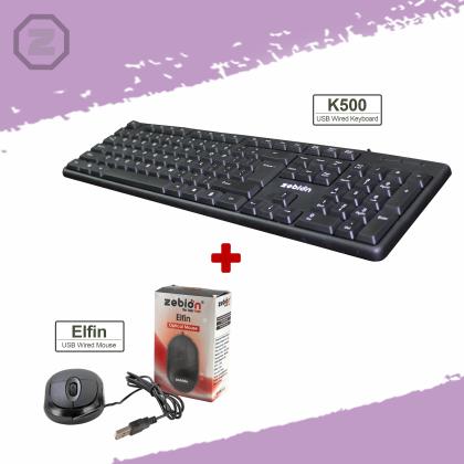zebion K500 Keyboard + Elfin Mouse Wired USB Desktop Keyboard (Black ...
