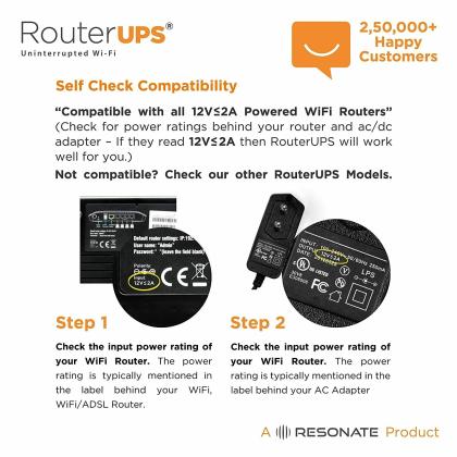 RESONATE RouterUPS CRU12V2A & MVC Splitter Power Backup, Mini UPS for 2 ...