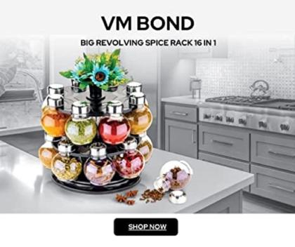 VM BOND Multipurpose Plastic Big Revolving Spice Rack 16 in 1 / Masala ...