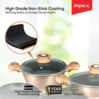 Impex Granite Forged Nonstick Kadai Pan, Sauce Pan, Tawa Pan and Fry ...