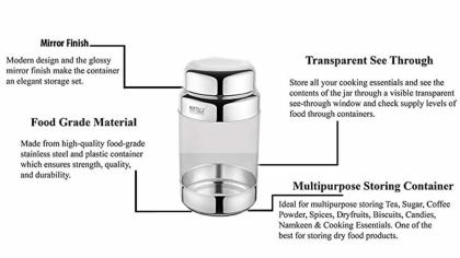 Mintage Stainless Steel SMILEY see thru Kitchen food Storage Container ...