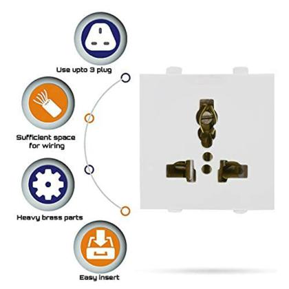 CONA Combo Set of STATUS-Switch, Socket and 3M Modular Plate- 9386-1 ...