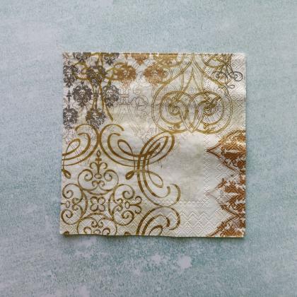 The Little Basket Printed Glamour Gold Cocktail Tissue Paper Napkins 25 ...