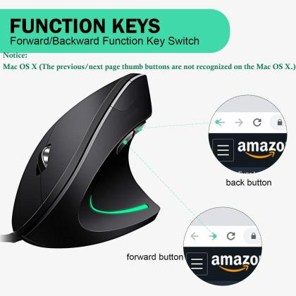 Verilux Wired Vertical Mouse Optical Ergonomic Mouse with 4 Adjustable ...