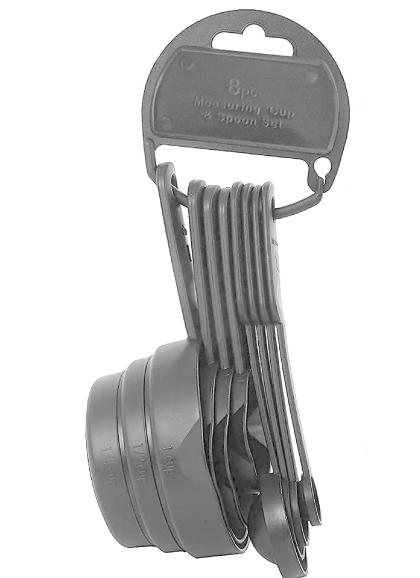 8 Piece Measuring Cup & Spoon Set - Multi Purpose Kitchen Tool (Black ...